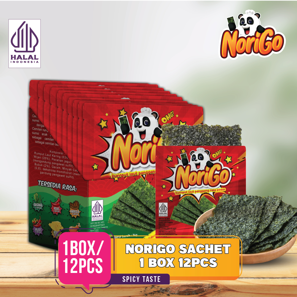 Norigo (1 BOX CONTENT 12 PCS) / Nori Sachet Spicy Seaweed Snack 3g ...