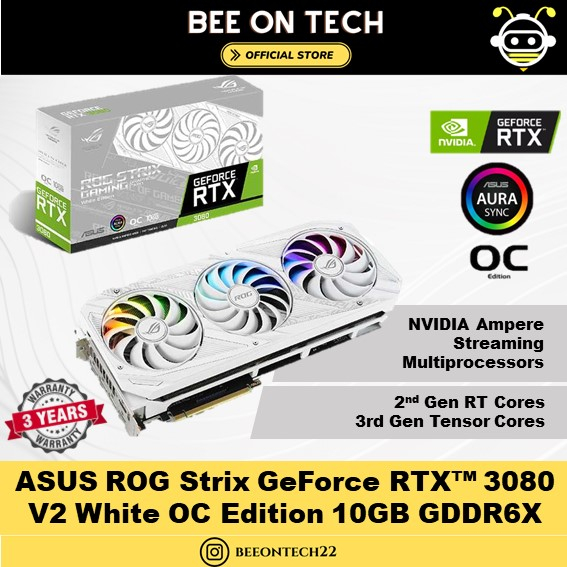 ROG Strix GeForce RTX™ 3080 V2 White OC Edition 10GB GDDR6X with LHR ...