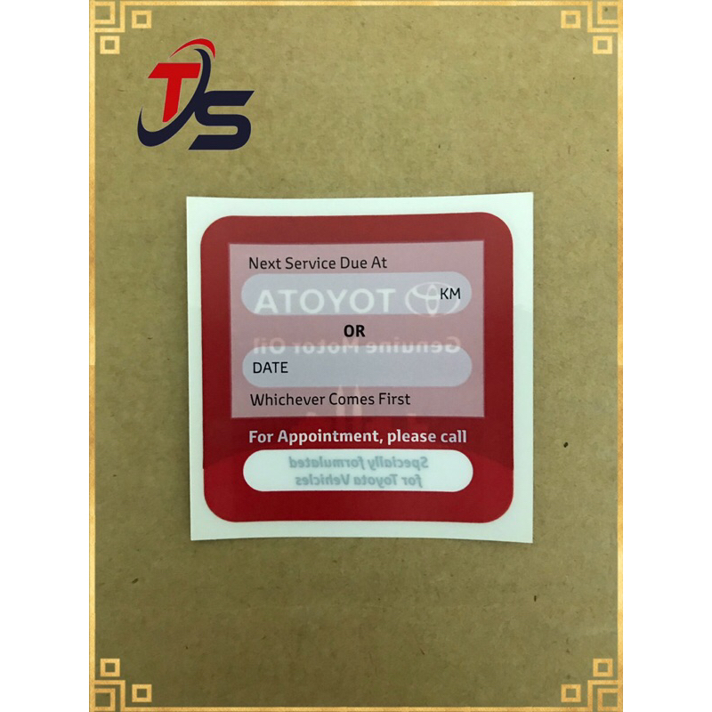 (TOYOTA MILEAGE STICKER) MILEAGE STICKER FOR ENGINE OIL/AUTO ...