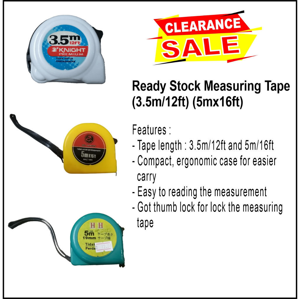 Ready Stock Measuring Tape (3.5m/12Ft and 5m/16ft) | Shopee Malaysia