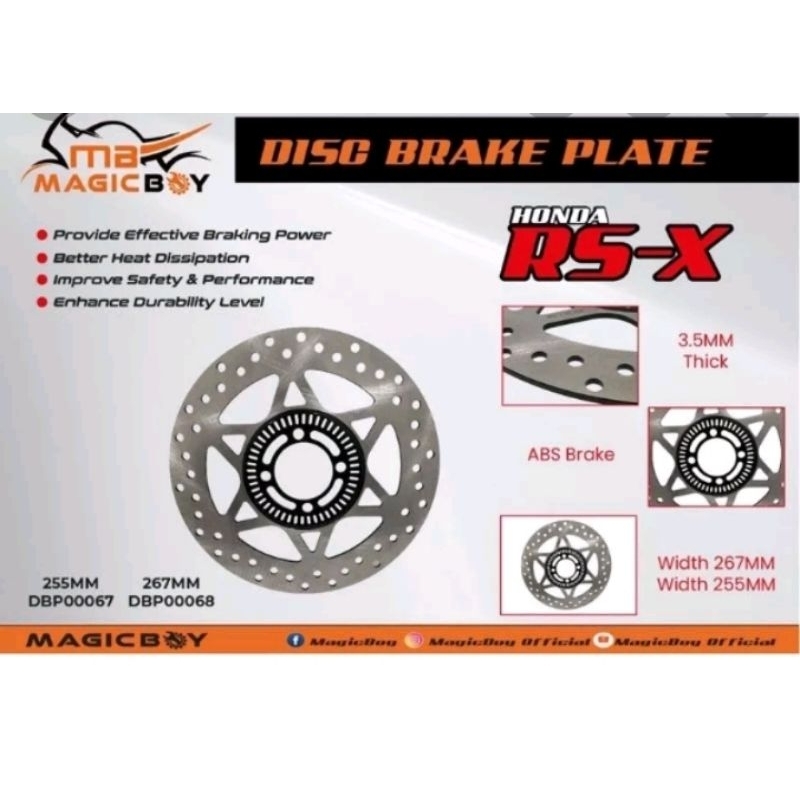 Magic boy Front Disc plate PNP RSX RS-X 4 hole lubang 255mm sport rim ...