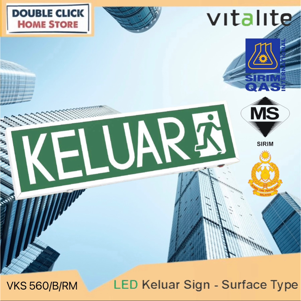 Vitalite VKS 560/B /RM LED Keluar Sign - Surface Type with Sirim/Bomba Approval | Shopee Malaysia