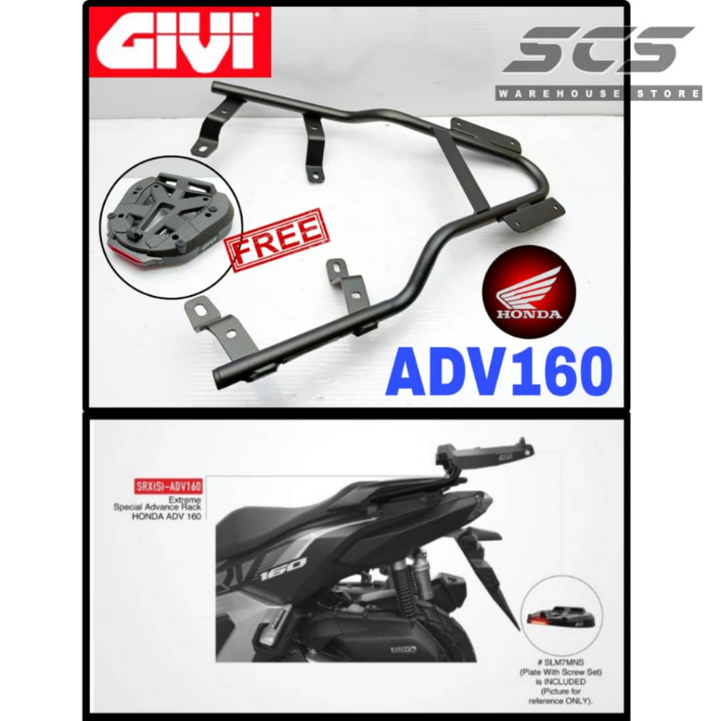 GIVI Monorack Honda ADV160 Xtreme Special Rack With Spotlight Motor ADV160 Heavy Duty RSX ADV ...
