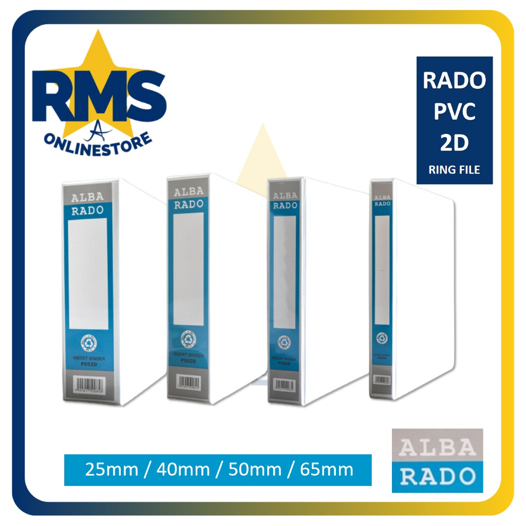 ALBA RADO 2D Ring File 25mm / 40mm / 50mm / 65mm Insert Alba Rado PVC ...