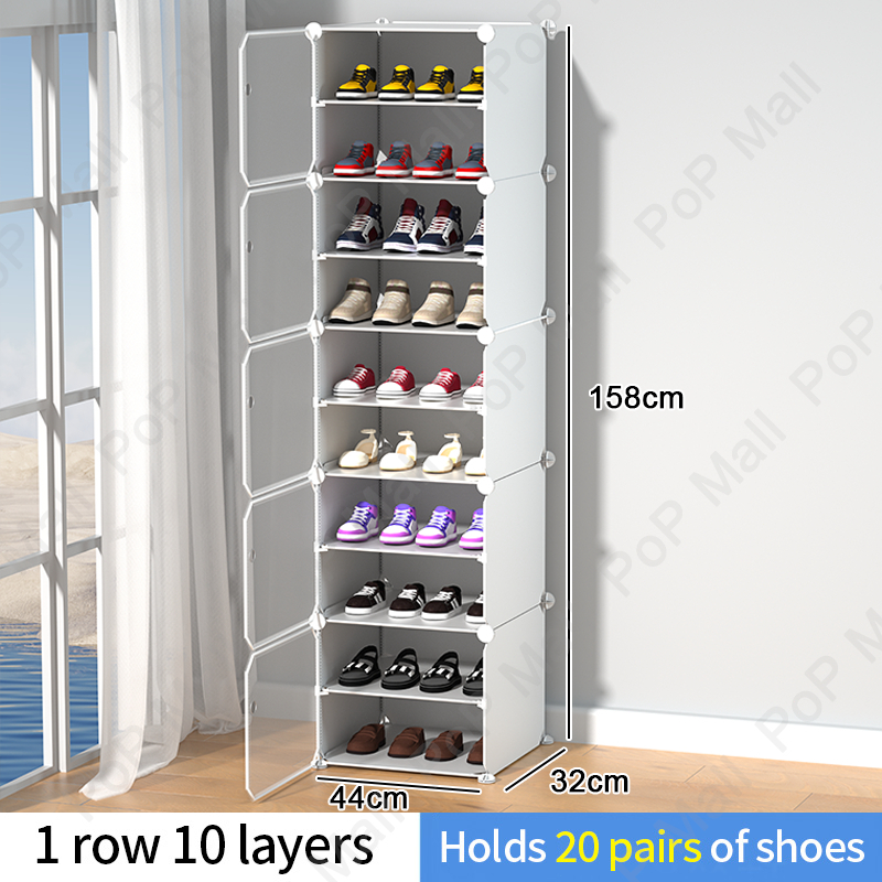Shoe Rack With Door Rak Kasut Bertutup Storage Box Stackable Shoe Box ...