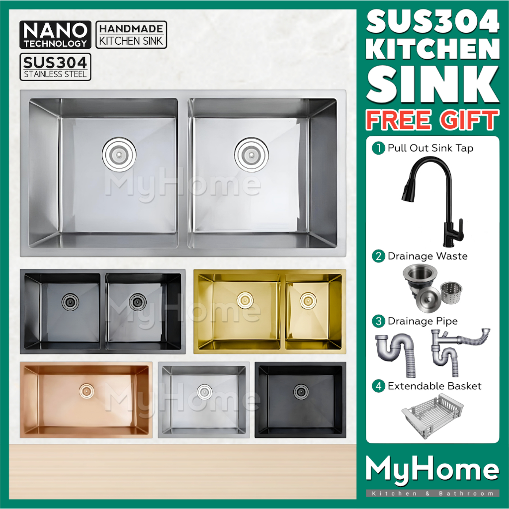 [FREE PULL OUT TAP] NANO SINK SUS304 Stainless Steel Handmade NANO ...