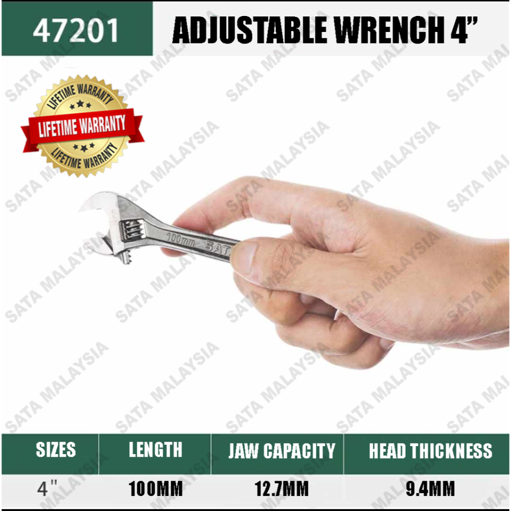 SATA Adjustable Wrench 4" 6" 8" 10" 12" 15" High Quality Spanner Spana ...