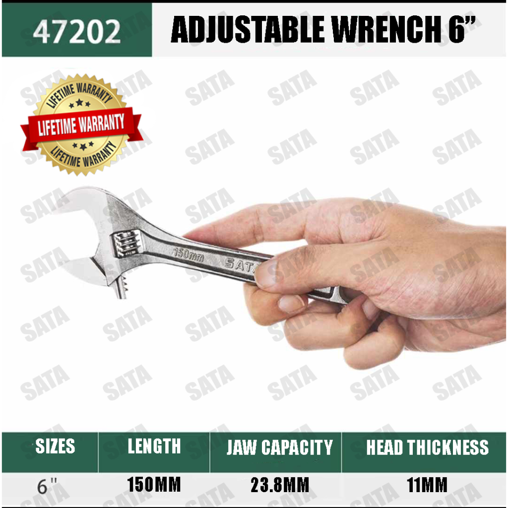 SATA Adjustable Wrench 4" 6" 8" 10" 12" 15" High Quality Spanner Spana ...