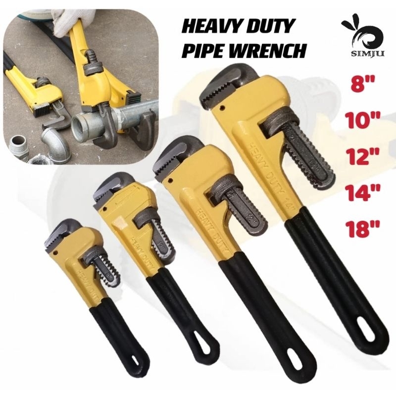 8" 10" 12" 14" 18" Adjustable Heavy Duty Pipe Wrench Plumbing Clamp ...