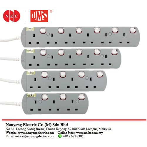 UMS TS8 13A Trailing Socket With Neon Indicator | Shopee Malaysia