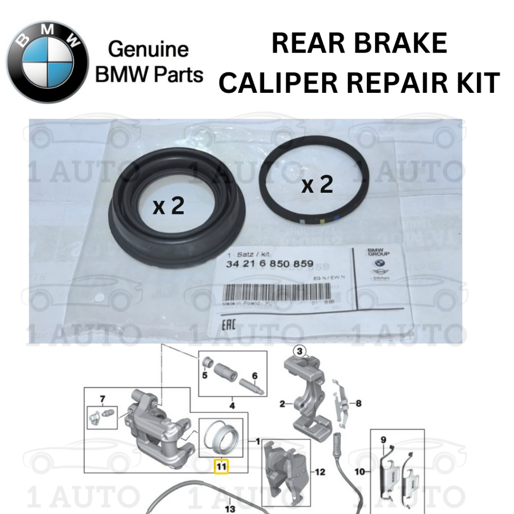 (GENUINE BMW PARTS) REAR BRAKE CALIPER REPAIR KIT BMW F20 F22 F30 F32 ...
