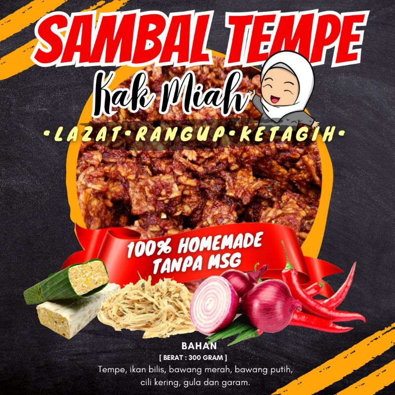 Sambal Tempe Ikan Bilis Kak Miah (300gram) 100% Homemade Tanpa MSG - Pedas Manja Manis | Shopee ...
