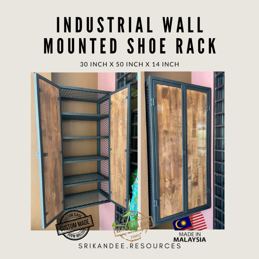 Rak Kasut Besi Bertutup | Shoe Rack Industrial Furniture Wall Mounted ...
