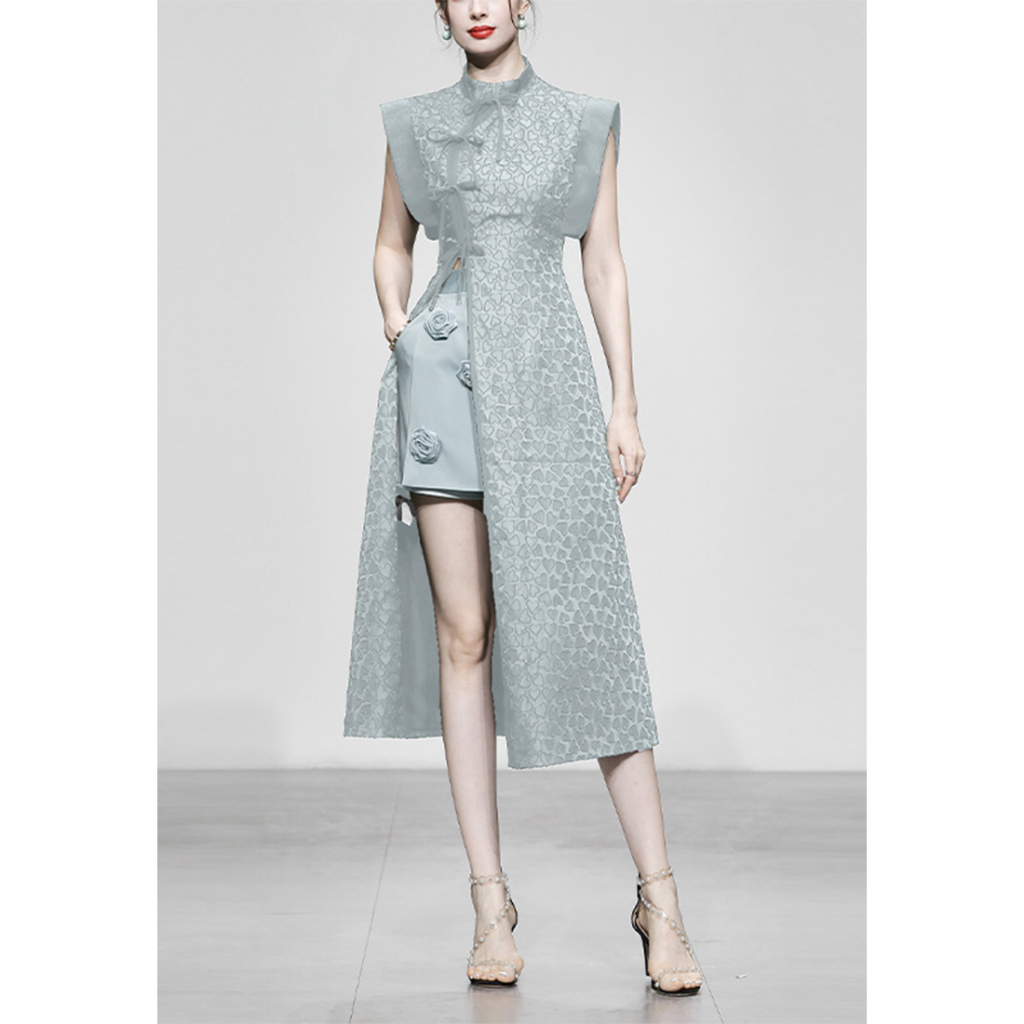 2026 S/S New Fashion Two-piece Cheongsam Top Satin Bottom Side Slit ...