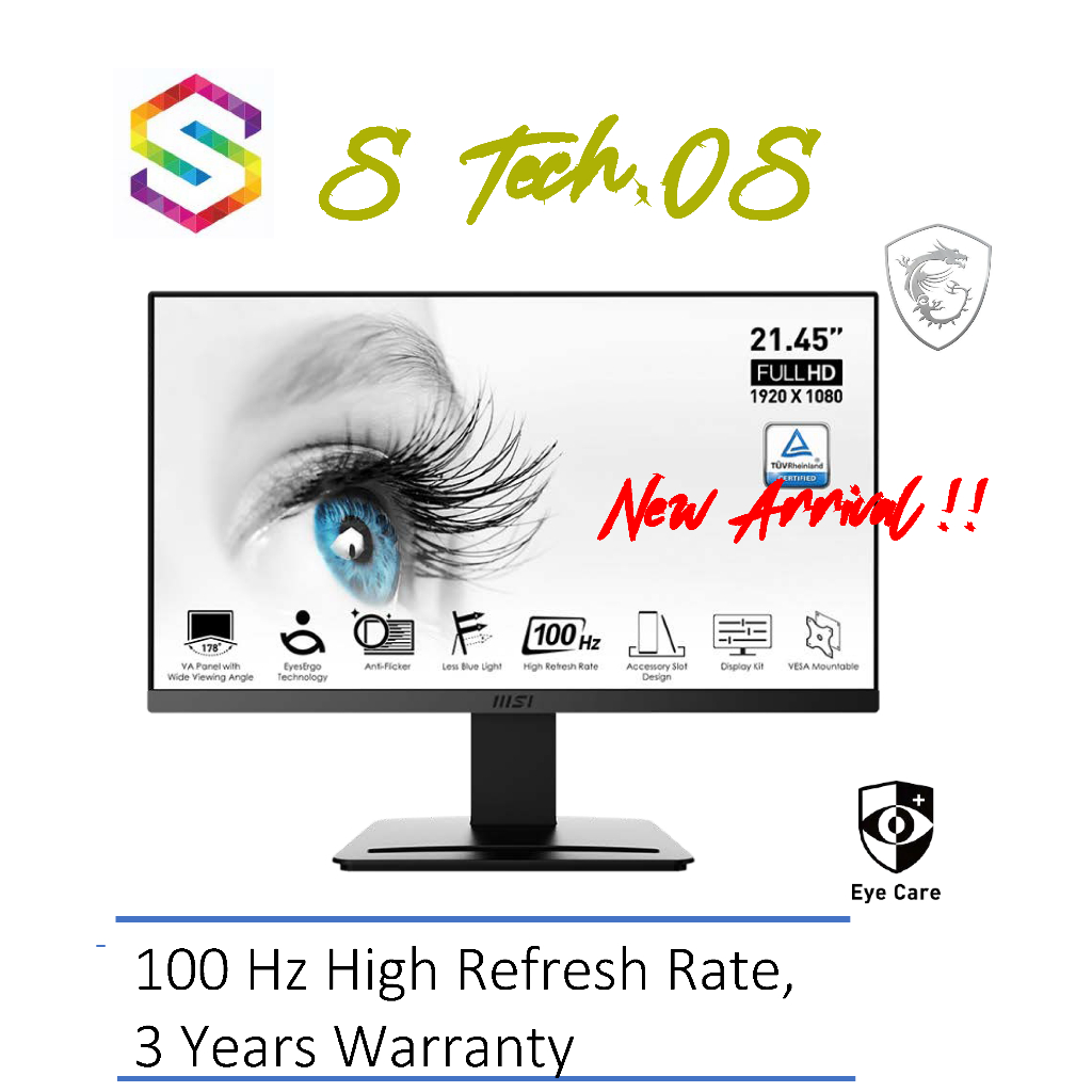 MSI PRO MP225 21.45" 100 hz Full HD Business Monitor | Shopee Malaysia