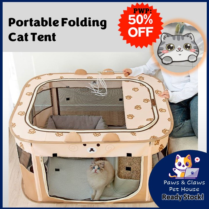 P&C Pet Foldable Cat Tent House Portable Cat House Pet Play Room Cat ...