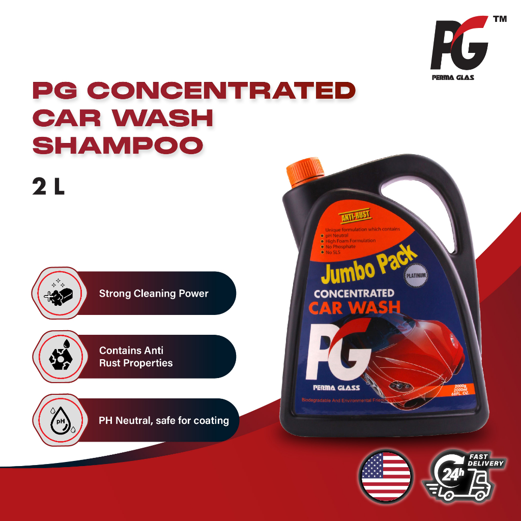 PG Concentrated Car Wash Shampoo (2L) | pH Neutral Formula | Streak ...