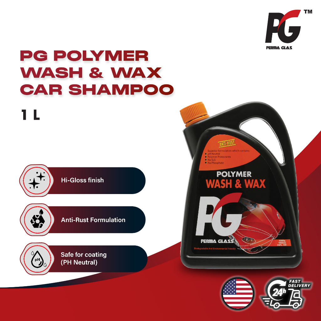 Perma Glass PG Polymer Wash & Wax Car Shampoo with Carnauba Wax (1L ...