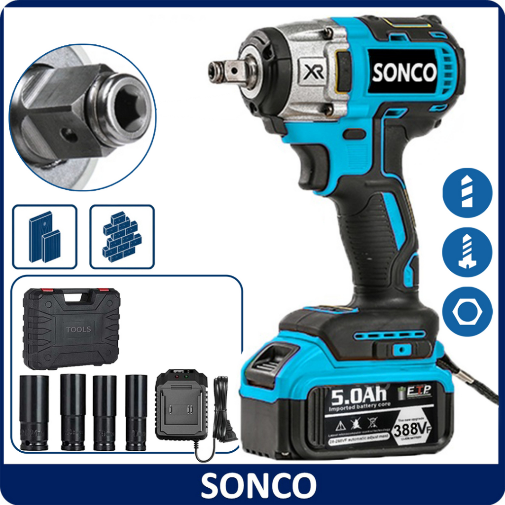 SONCO 1/2 1/4 Inch Cordless Impact Wrench Electric Impact Brushless ...