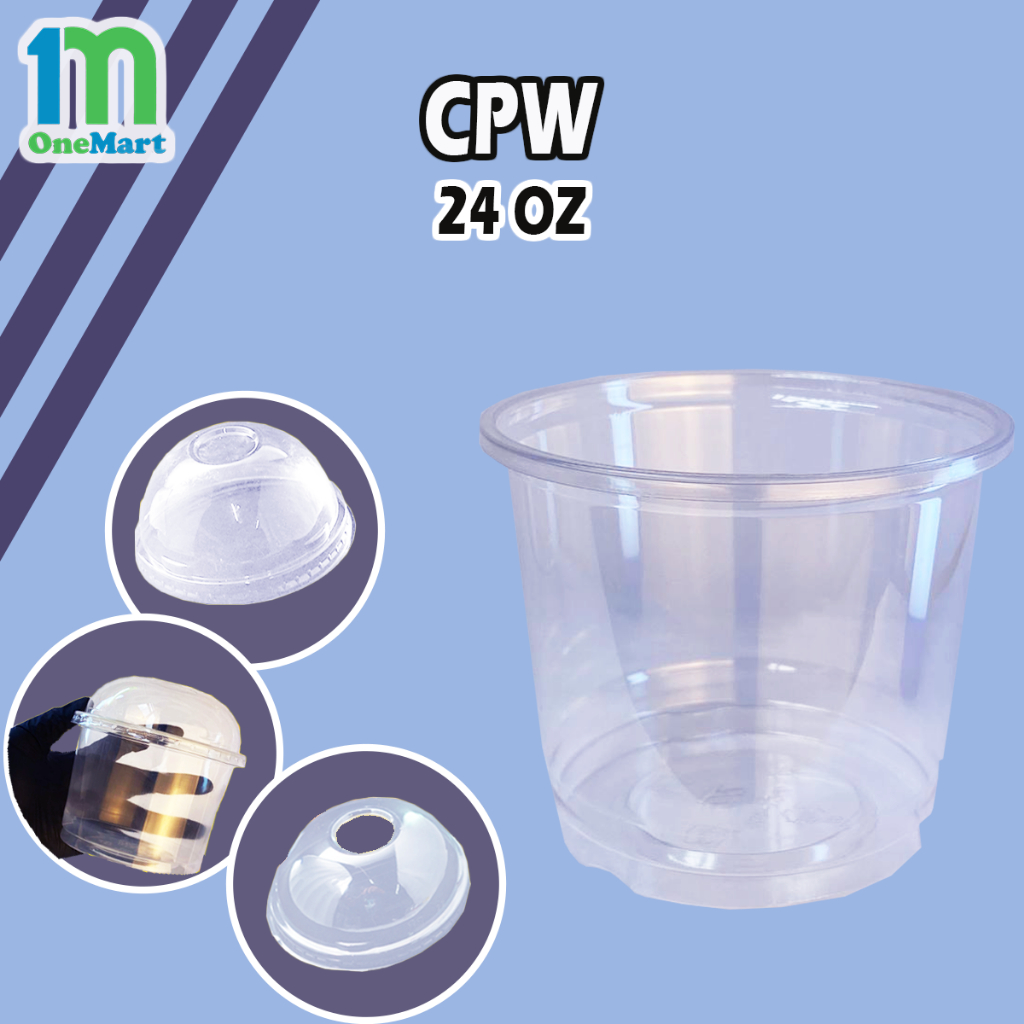 CPW 24oz Cup Bekas Plastik Bingsu Thailand inc penutup dome 50pcs ...
