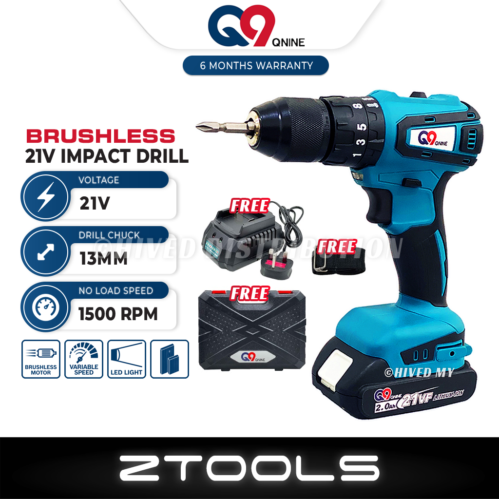 Q9 21v Brushless Cordless Impact Drill Masonry And Wood And Steel Hammer