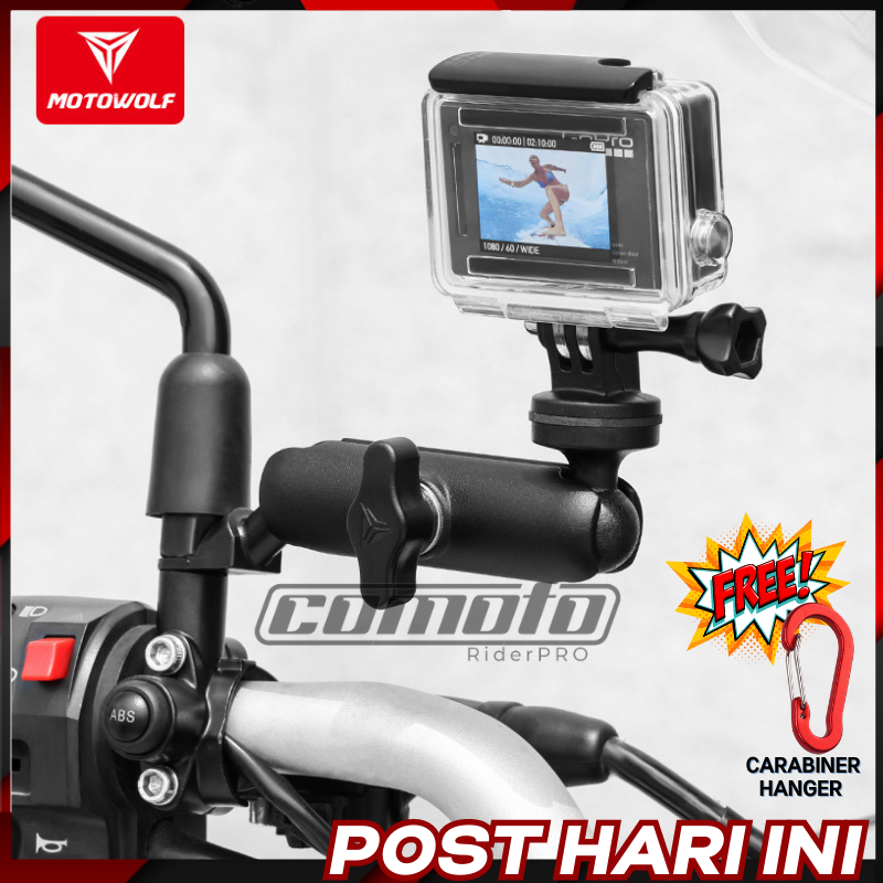 MOTOWOLF Motorcycle Dash Cam Holder Camera GoPro Mount Pemegang Kamera ...
