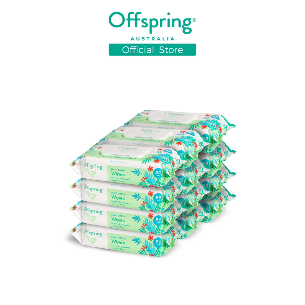 Offspring Biodegradable Plant-Based Baby Wipes 80 ct (12 Packs) [960Pcs ...