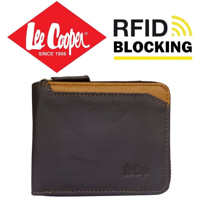 Lee Cooper RFID-Blocking Genuine Leather Zip Wallet YLW213-G2 | Shopee ...