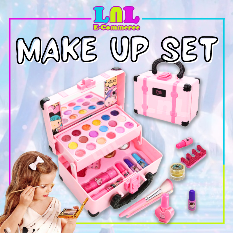 LNL Kids Make Up Set Non Toxic and Safe Girl Makeup Box Mekap Mainan ...