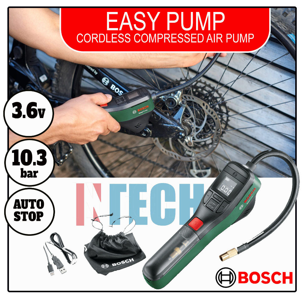BOSCH EASY PUMP 3.6V / 10.30 BAR CORDLESS PNEUMATIC PUMP / COMPRESSED ...