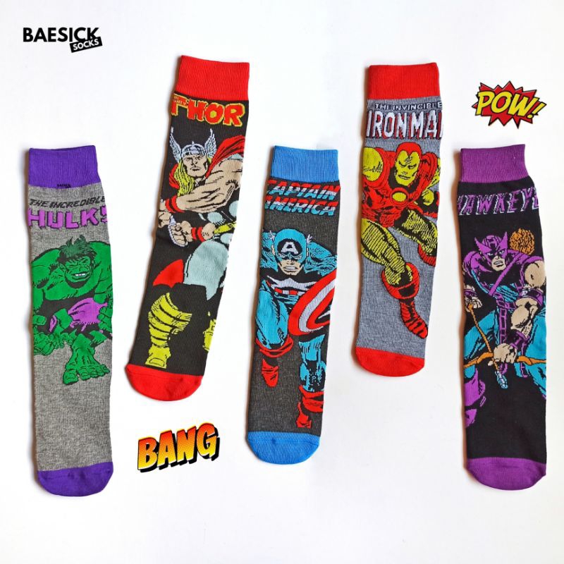 BA Marvel & DC Crew Socks Graphics Men Cotton Cartoon Comic, Iron Man ...