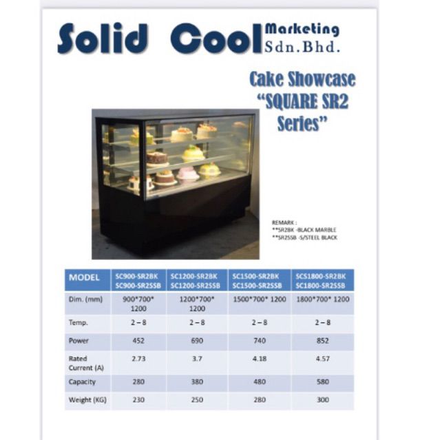 New-Cake Showcase Cabinet (Square) Solid Cool SR2BK & SR3BK | Shopee Malaysia