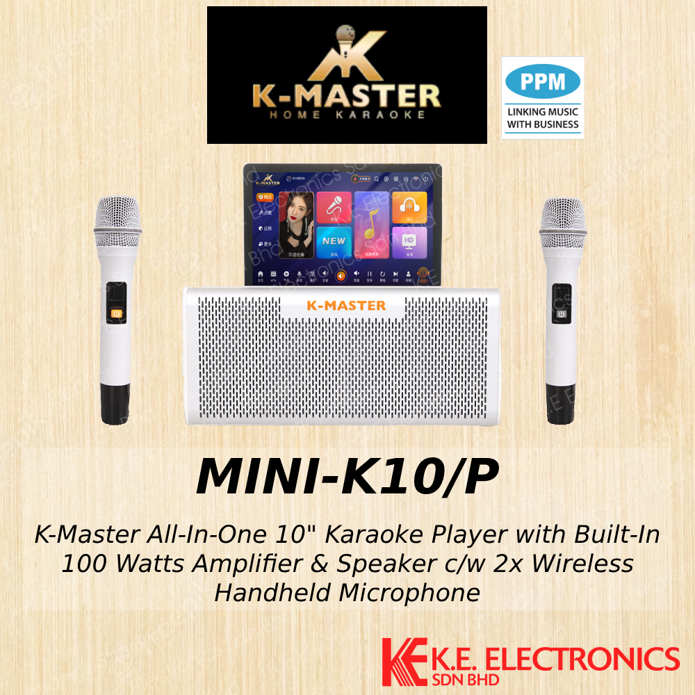K-Master MINI-K10/P All in One 10" Karaoke Player with Built-In 100 Watts Amplifier & Speaker c ...