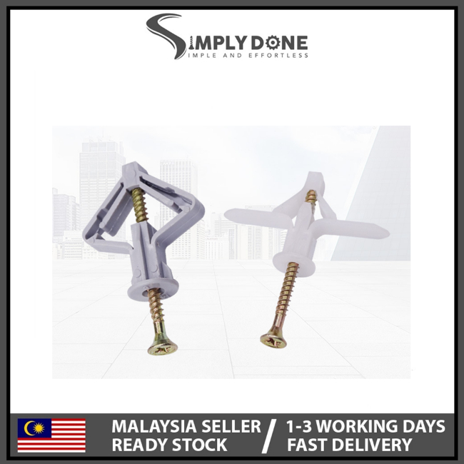 SIMPLYDONE Partition Wall Plug Butterfly Wall Plug Plaster Ceiling PVC ...