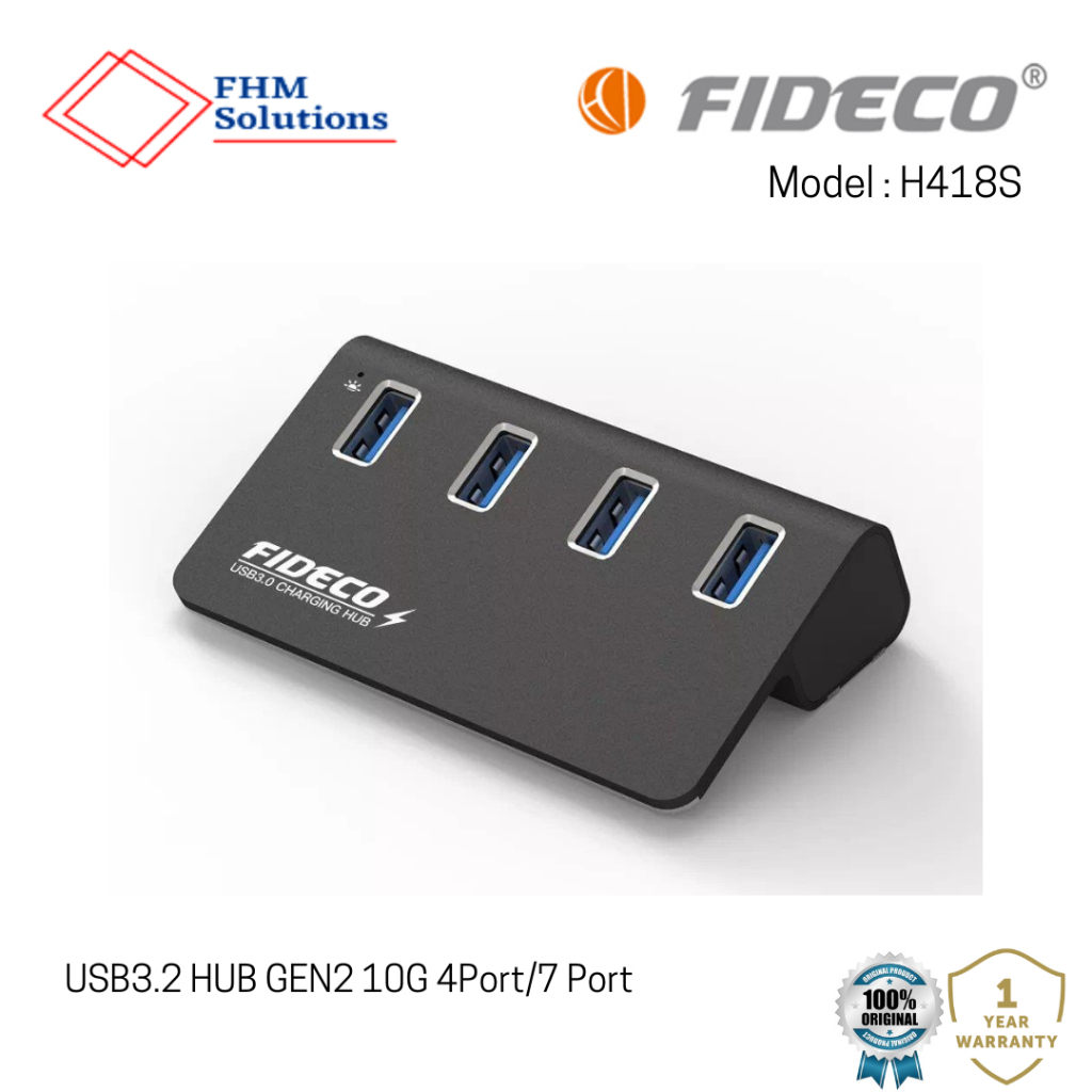 FIDECO H418S HEAVY-DUTY USB3.2 HUB GEN2 10G 4 PORT / 7 PORT HUB | Shopee Malaysia