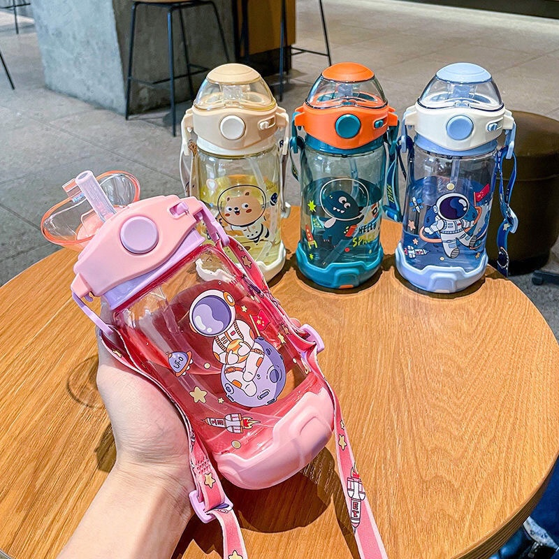 Kids Cute Water Bottles With Straw Free Strap Botol Air Kanak Kanak 550ml 650ml | Shopee Malaysia