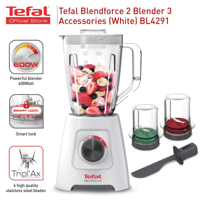 Tefal Blendforce 2 Blender 2.0L BL4291 (3 Accessories) (White) | Shopee Malaysia