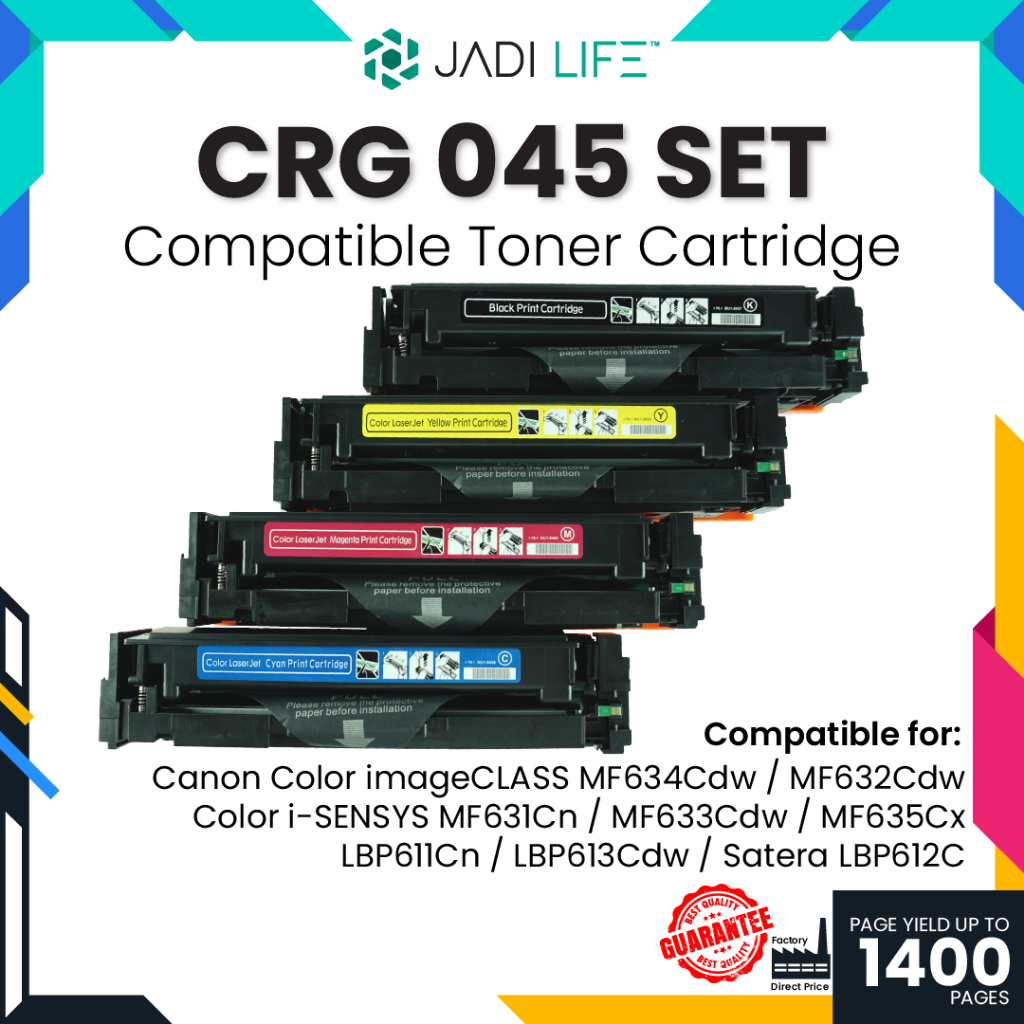 Compatible CRG 045 CMYK Set Laser Toner Cartridge For Use In Canon Color imageCLASS MF634Cdw ...