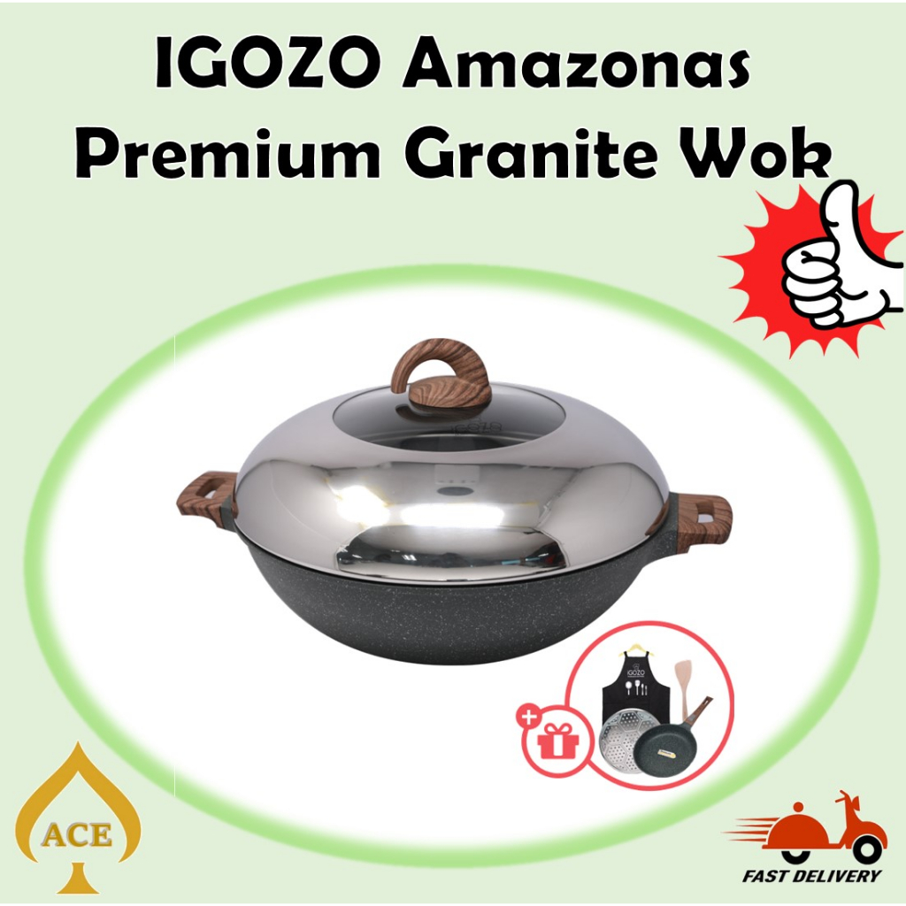 [Ready Stock] iGOZO Amazonas Premium Granite Non Stick Cookware 36cm ...