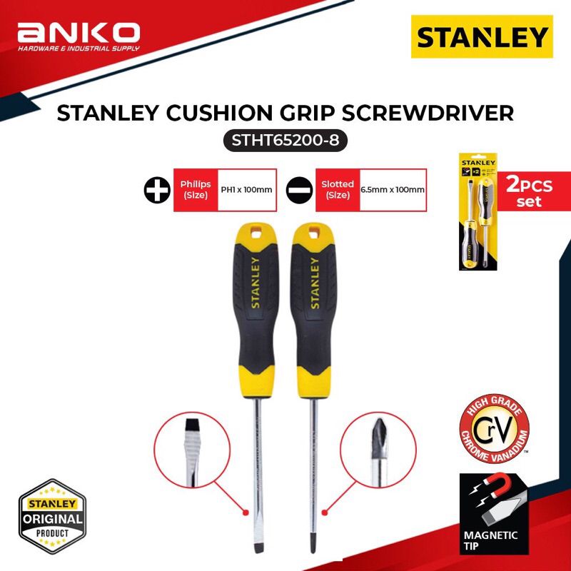 STANLEY CUSHION GRIP SCREWDRIVER 2 PCS SET ( PHILIPS | SLOTTED ...