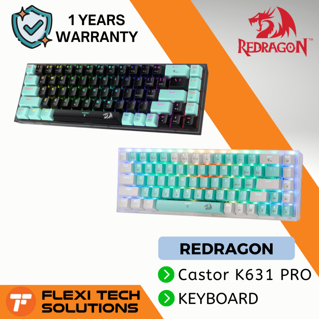 Flexi Tech REDRAGON CASTOR K631 PRO SE Wireless Green Mint 2.4GHz 65% Gaming Keyboard | Shopee ...