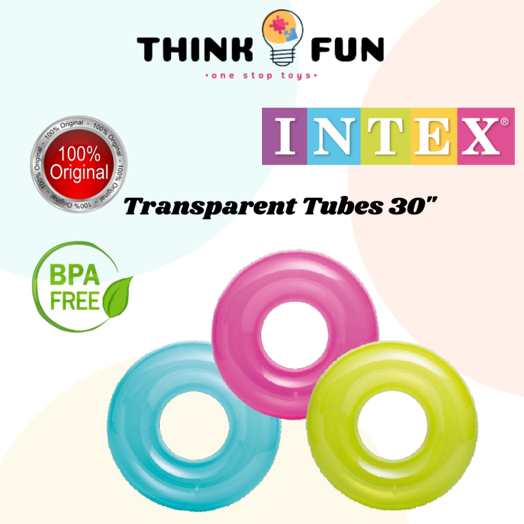 INTEX 59260 3Color 76CM Transparent Tube Swimming Pool Ring Floaties ...