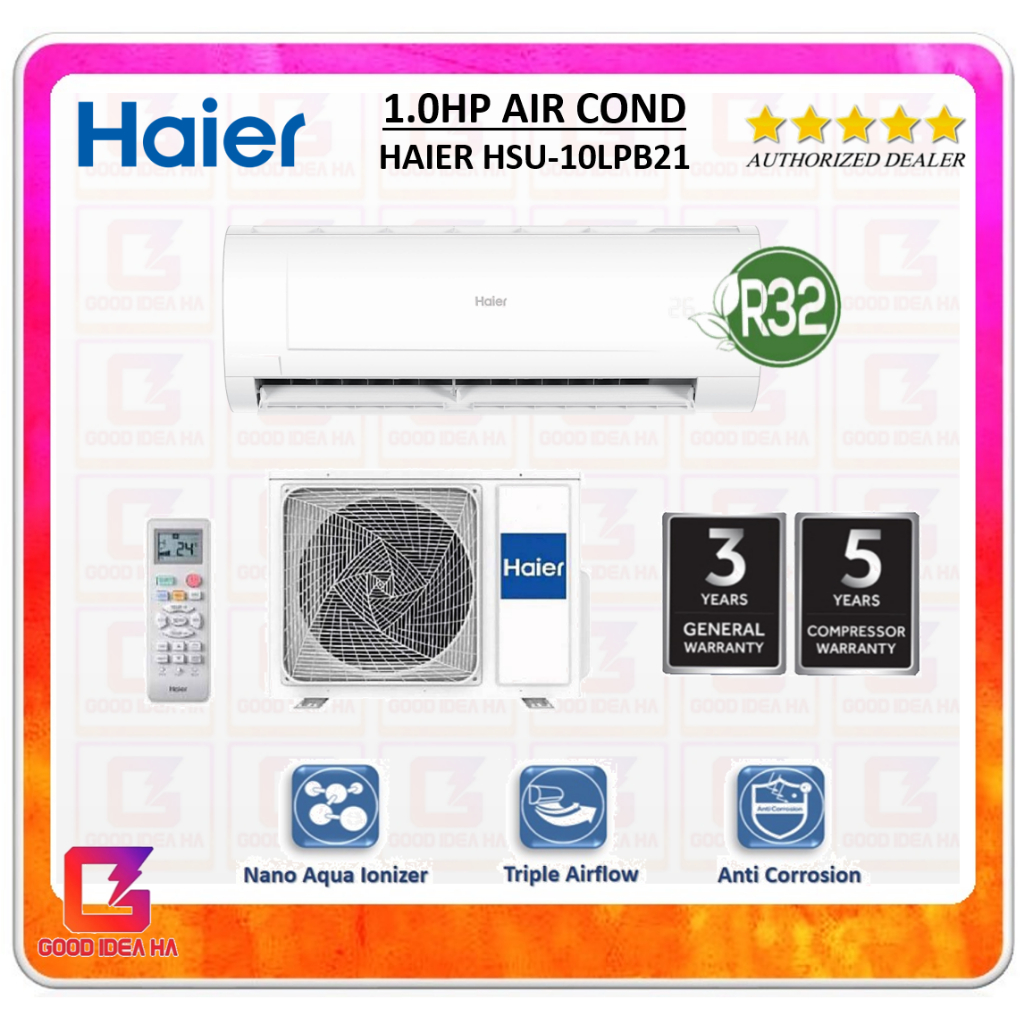 HAIER 1.0HP Air Conditioners R32 Non-Inverter Series HSU-10LPB21 ...