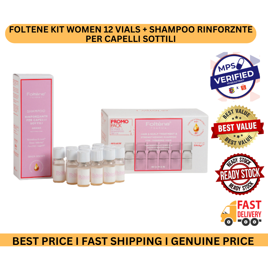 Foltene Hair & Scalp Kit Treatment For Women 12 Vials + Shampoo 200ML ...