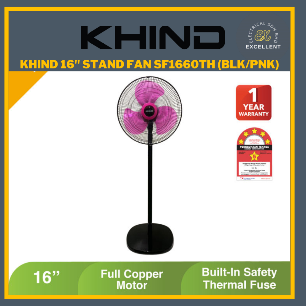 KHIND 16" STAND FAN SF1660TH (BLK/PNK) / KHIND 16" STAND FAN SF1682 (W ...