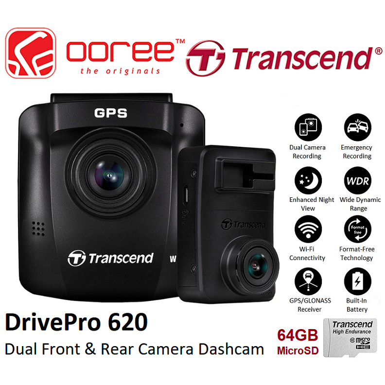 TRANSCEND DRIVEPRO 620 2K QHD 1440P DUAL CAMERA (FRONT+REAR) DASHCAM ...