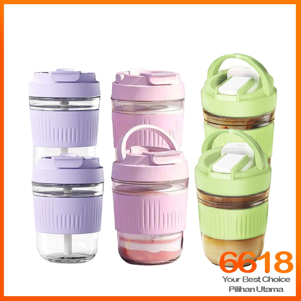 Cawan Botol Macaron Cawan Air Kaca Tahan Panas Dengan Penutup Bertutup ...