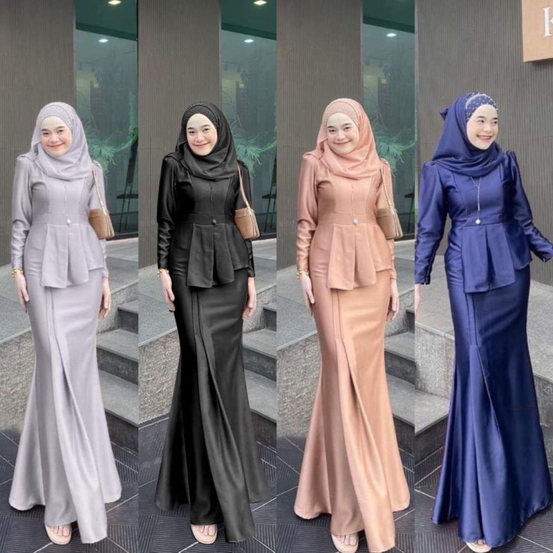 🔥{PREMIUM SATIN DRESS MUSLIM FASHION}🔥DRESS MUSLIMAH ELEGANT / SATIN ...