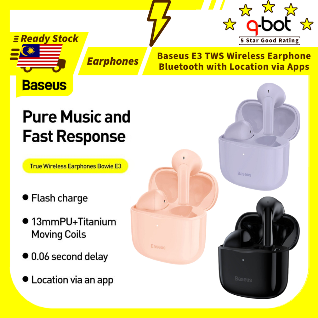 Baseus E3 Wireless Bluetooth 5.0 TWS Earbuds Earphones Waterproof IP64 ...