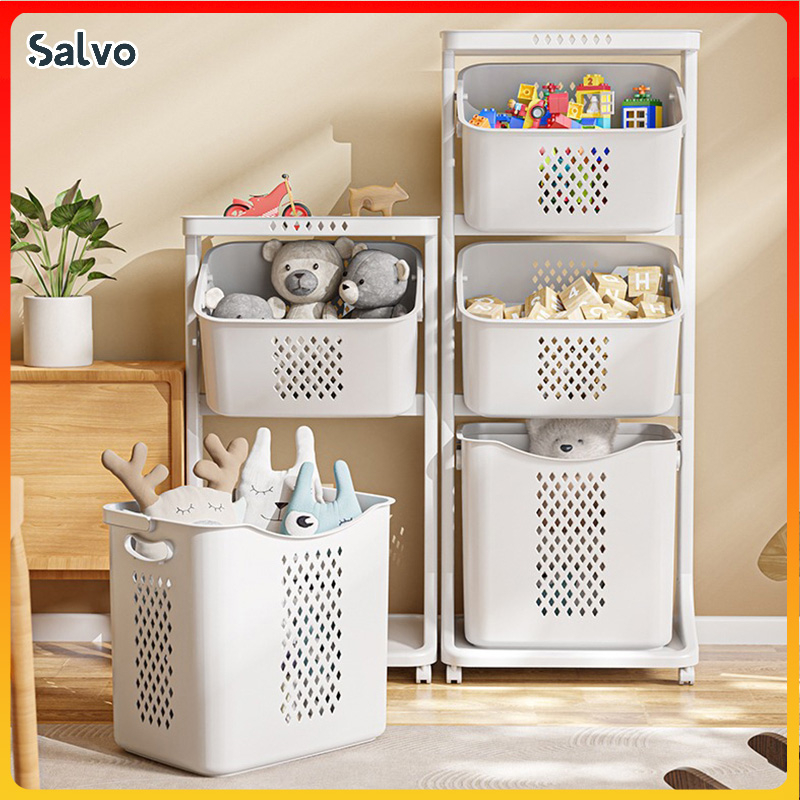 Laundry Basket With Wheels 2/3/4 Tier Dirty Clothes Storage Bakul Dobi ...